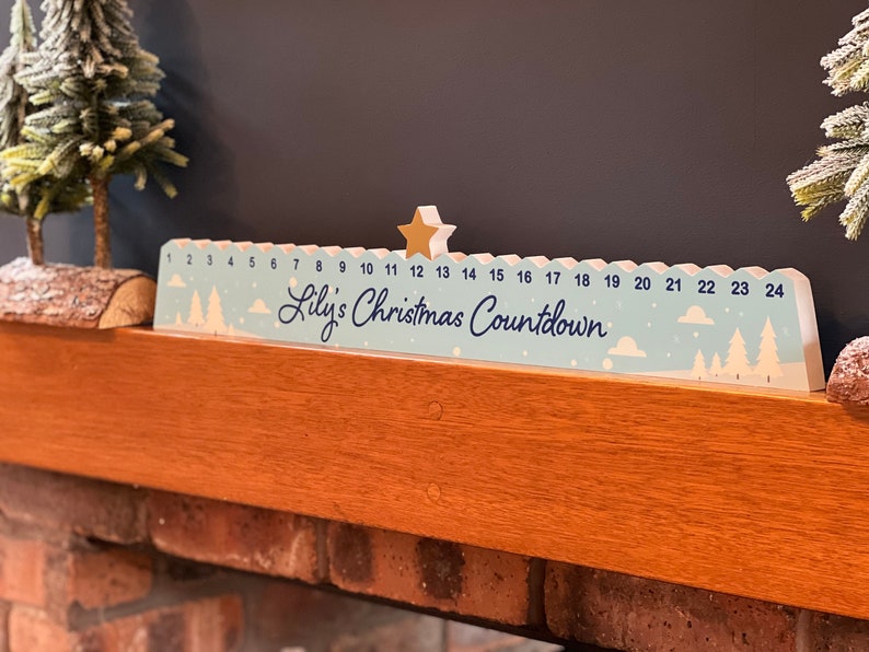 Personalised Christmas Countdown/family Advent Calendar - Blue With ...
