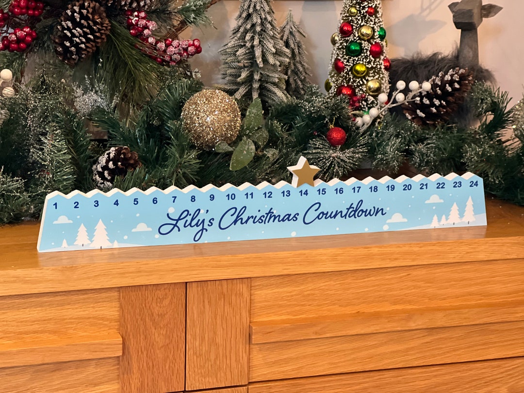 Personalised Christmas Countdown/family Advent Calendar - Blue With ...