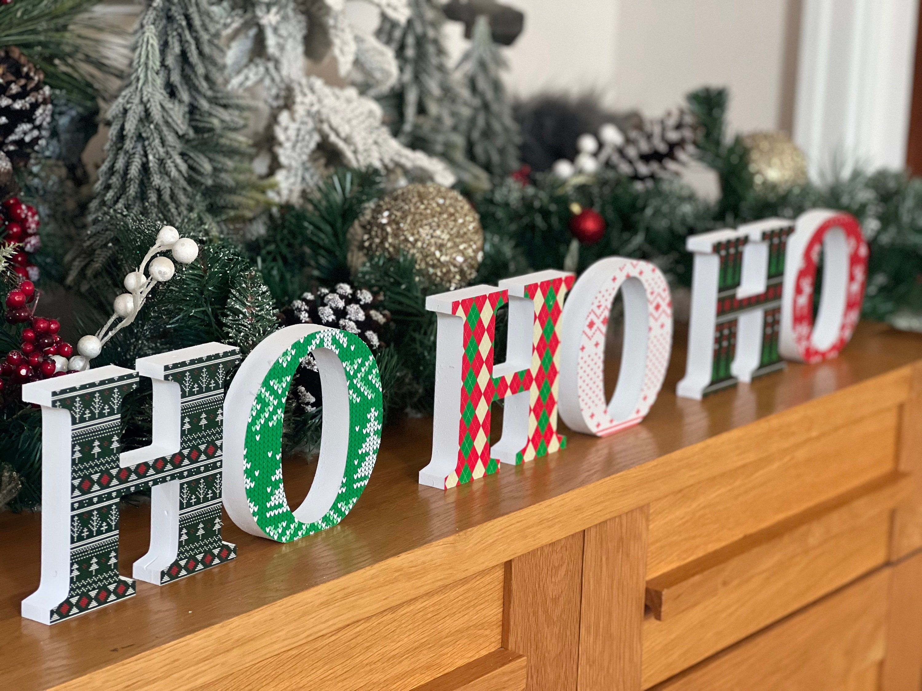 Freestanding Foamex Block Letters Hohoho Sign, Christmas Letter ...
