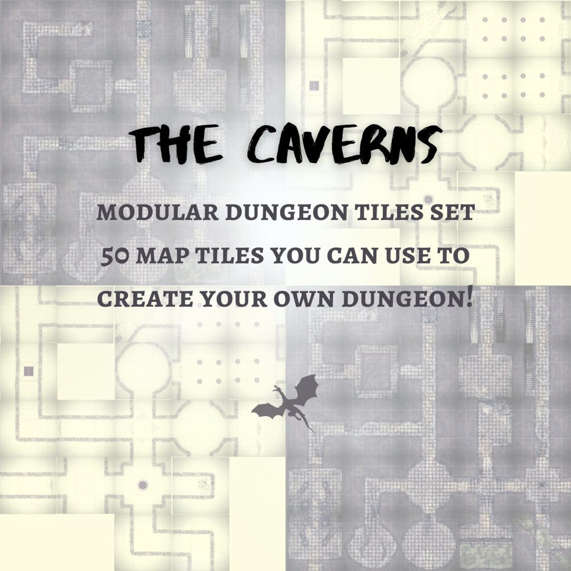 The Caverns - Modular 50 Dungeon Tiles Pack 1 - Printable - Tabletop Roleplaying Game Maps - Dnd ...