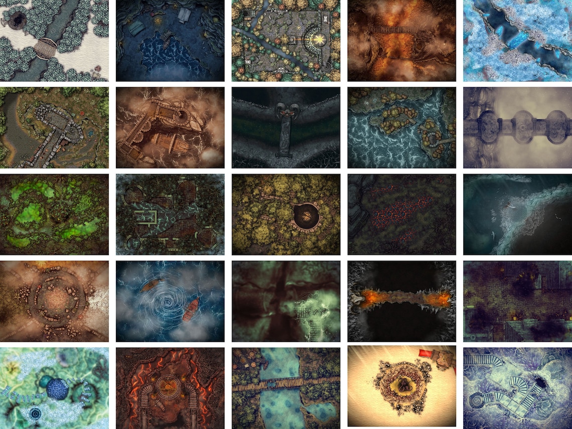 25 Premium RPG Battle Map Bundle Pack 1 - Printable - Tabletop ...
