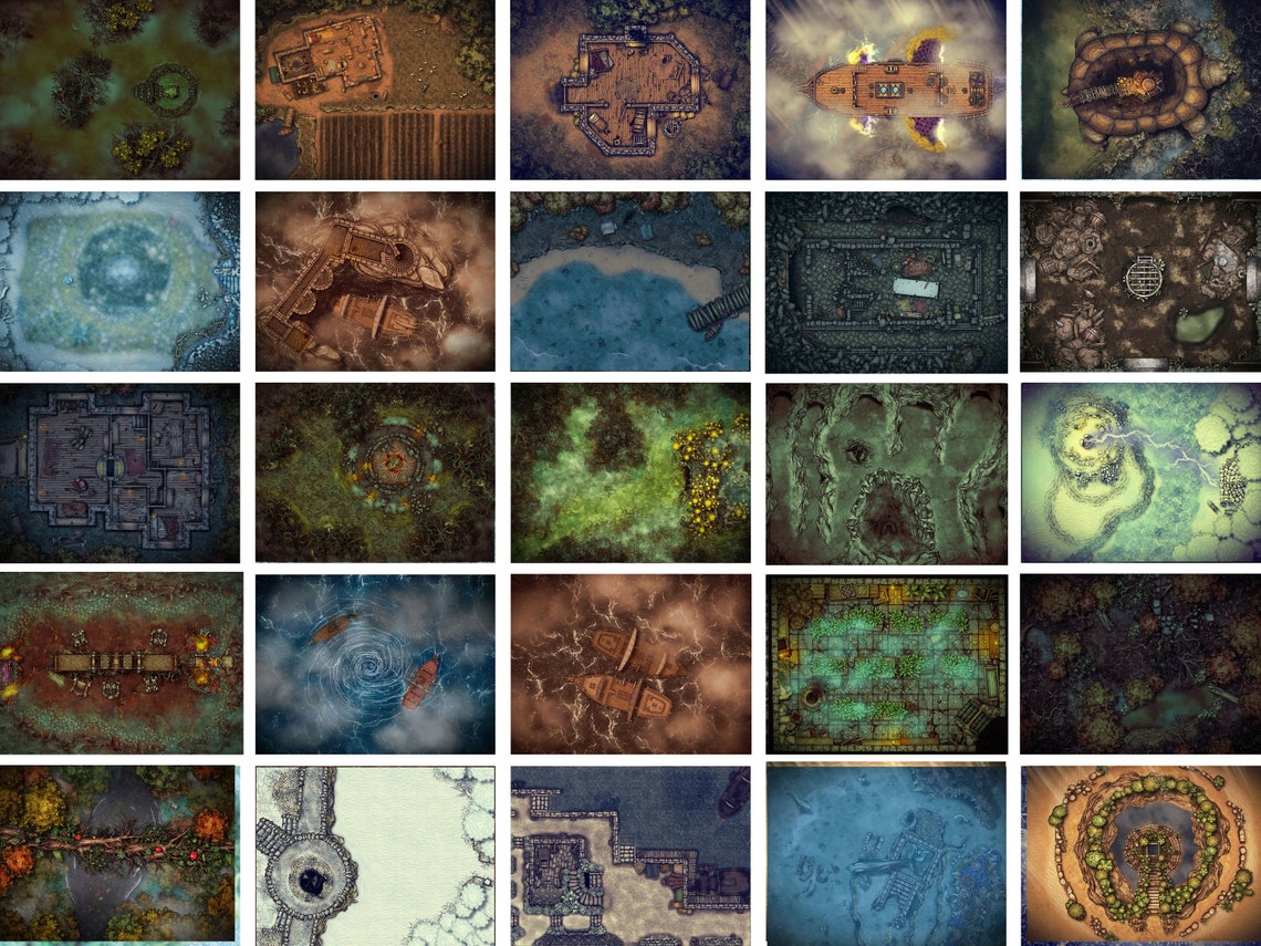 25 Premium RPG Battle Maps – Richly Detailed Printable Scenery (bundle ...