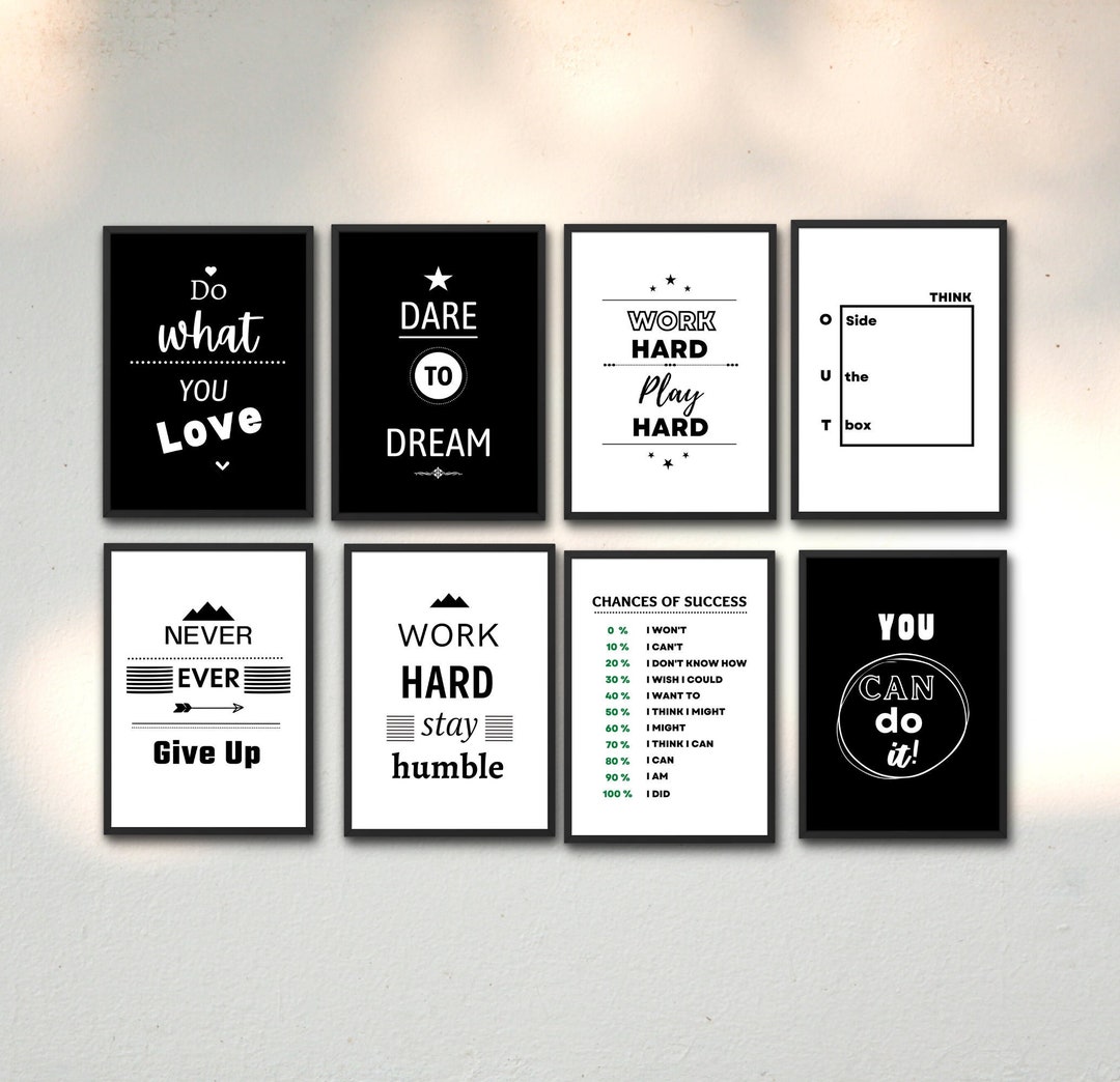 Pack of 8 Inspirational Printable Wall Art/motivational Wall Art/wall ...
