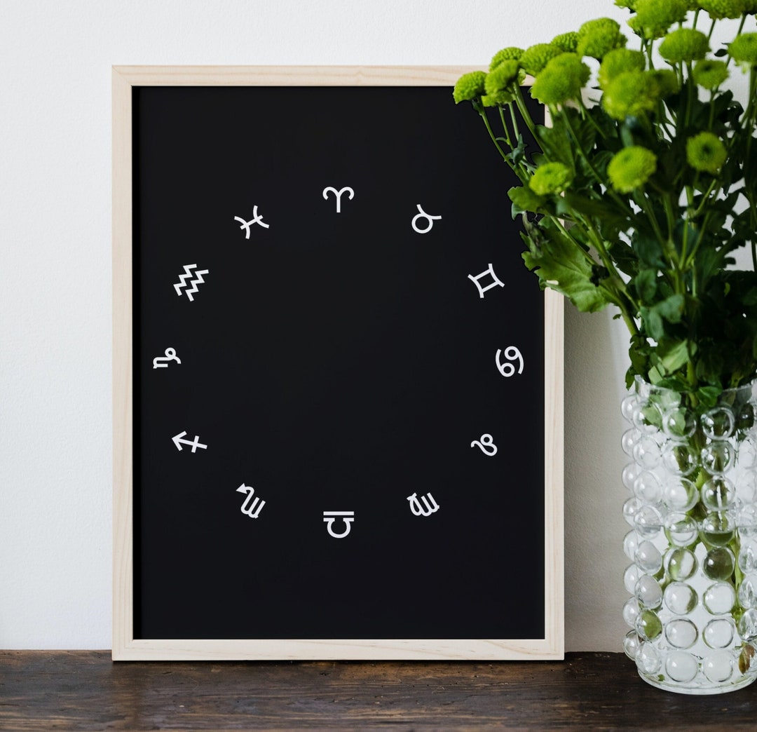Zodiac Sign Printable Black Wall Art/zodiac Wall Print/zodiac Poster ...