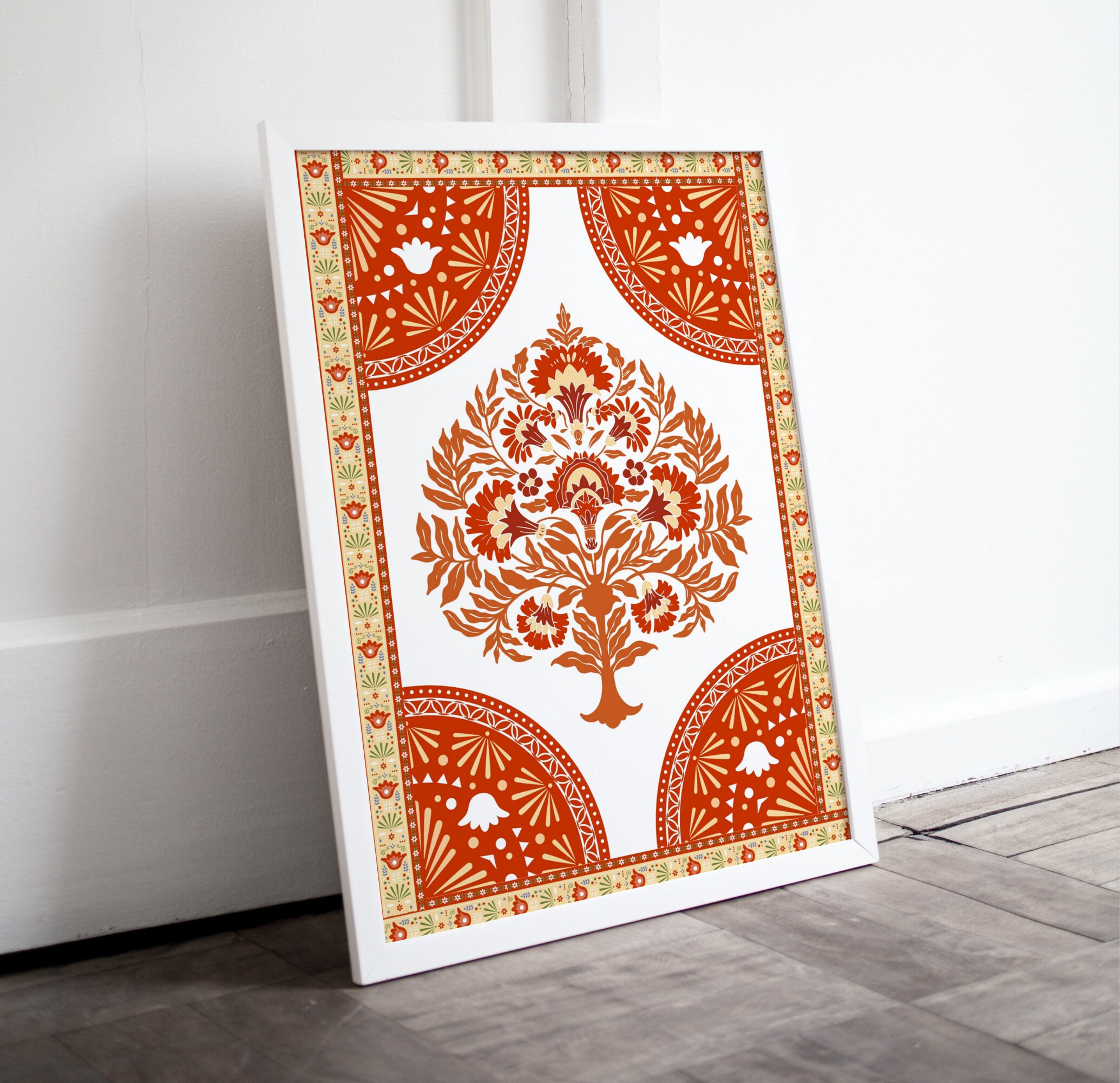 Traditional Printable Wall Art/indian Motif Design/mughal Pattern ...