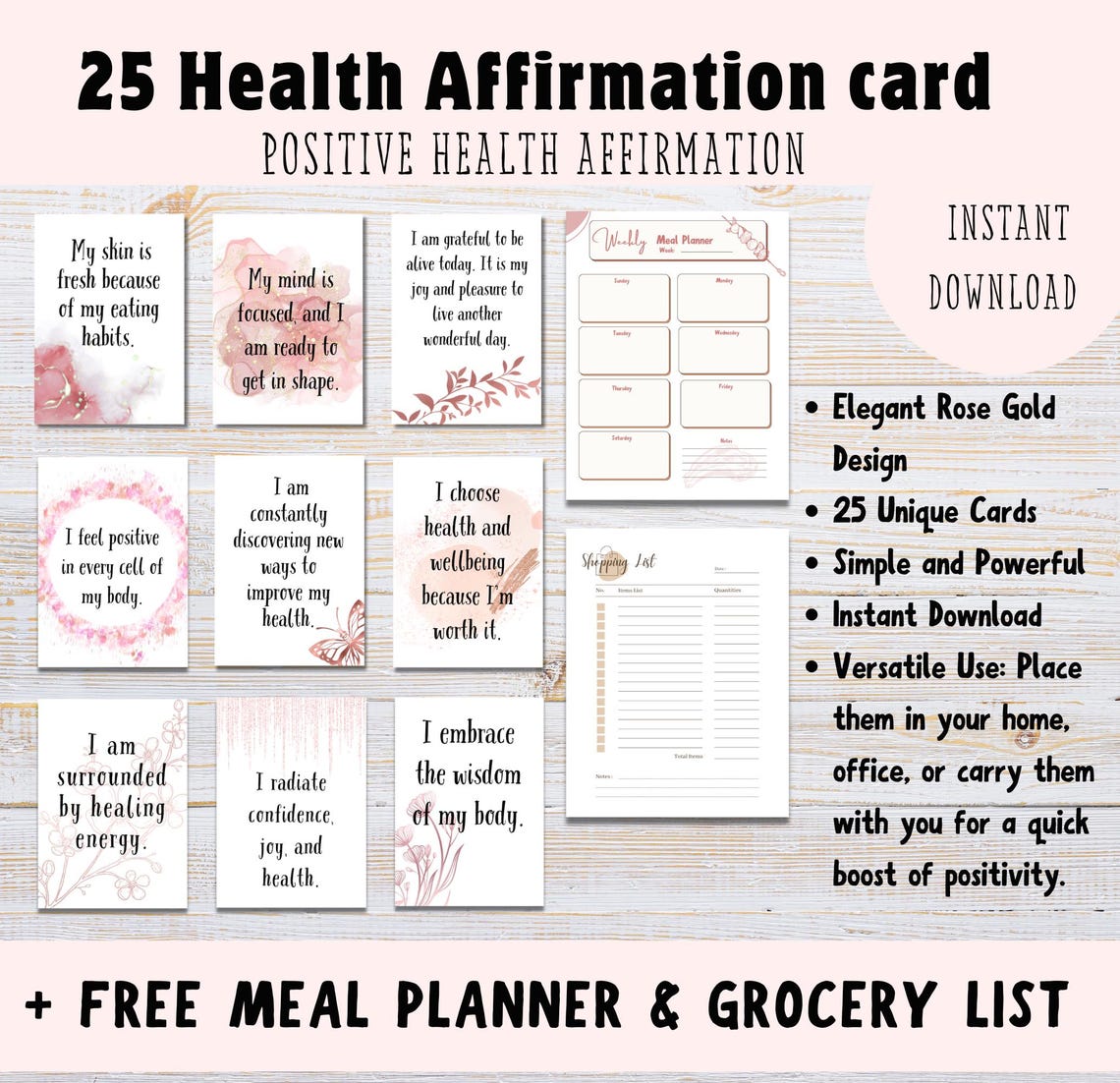 25 Printable Health Affirmation Cards Positive Motivation Quotes ...