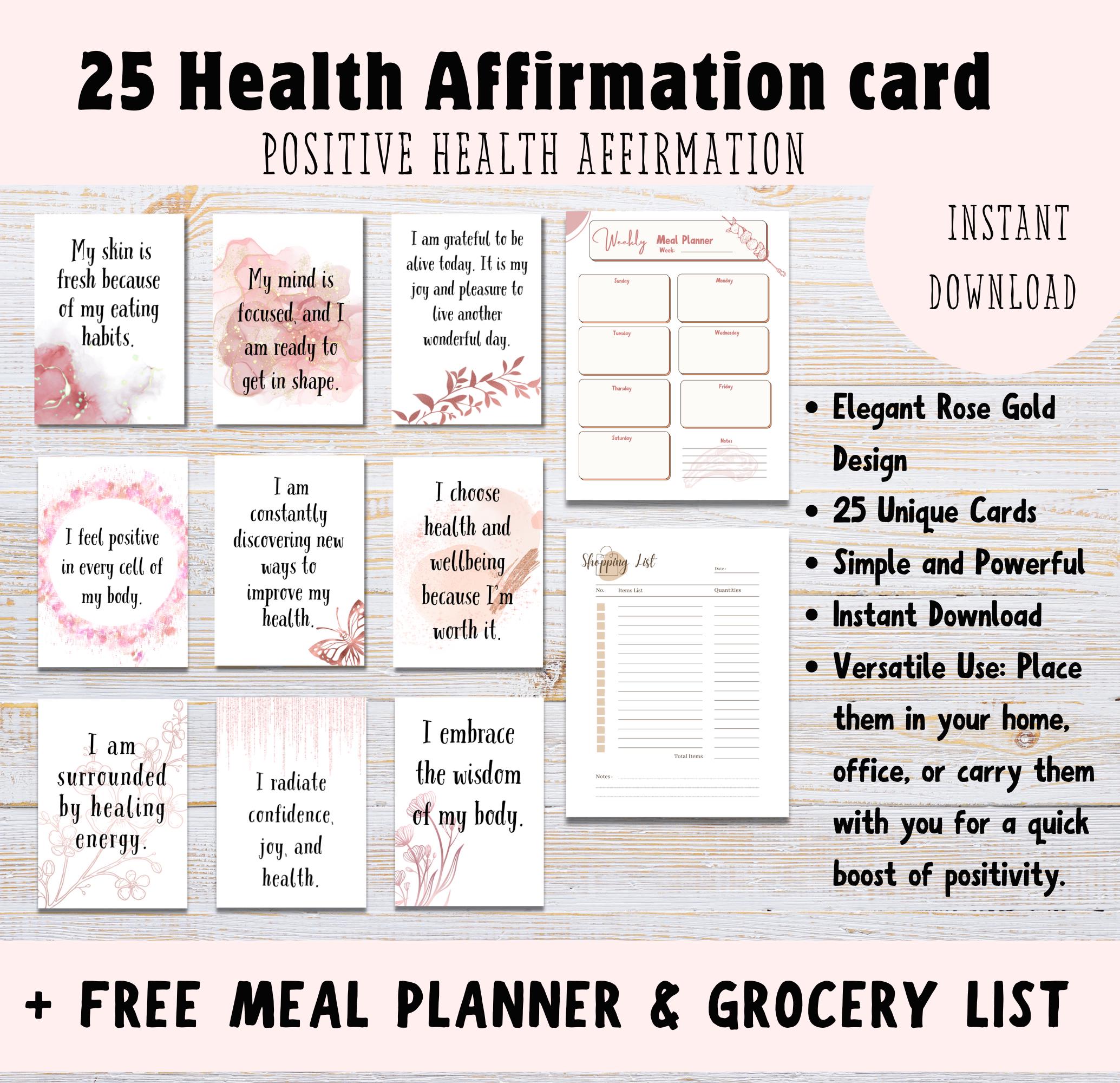 25 Printable Health Affirmation Cards Positive Motivation Quotes ...