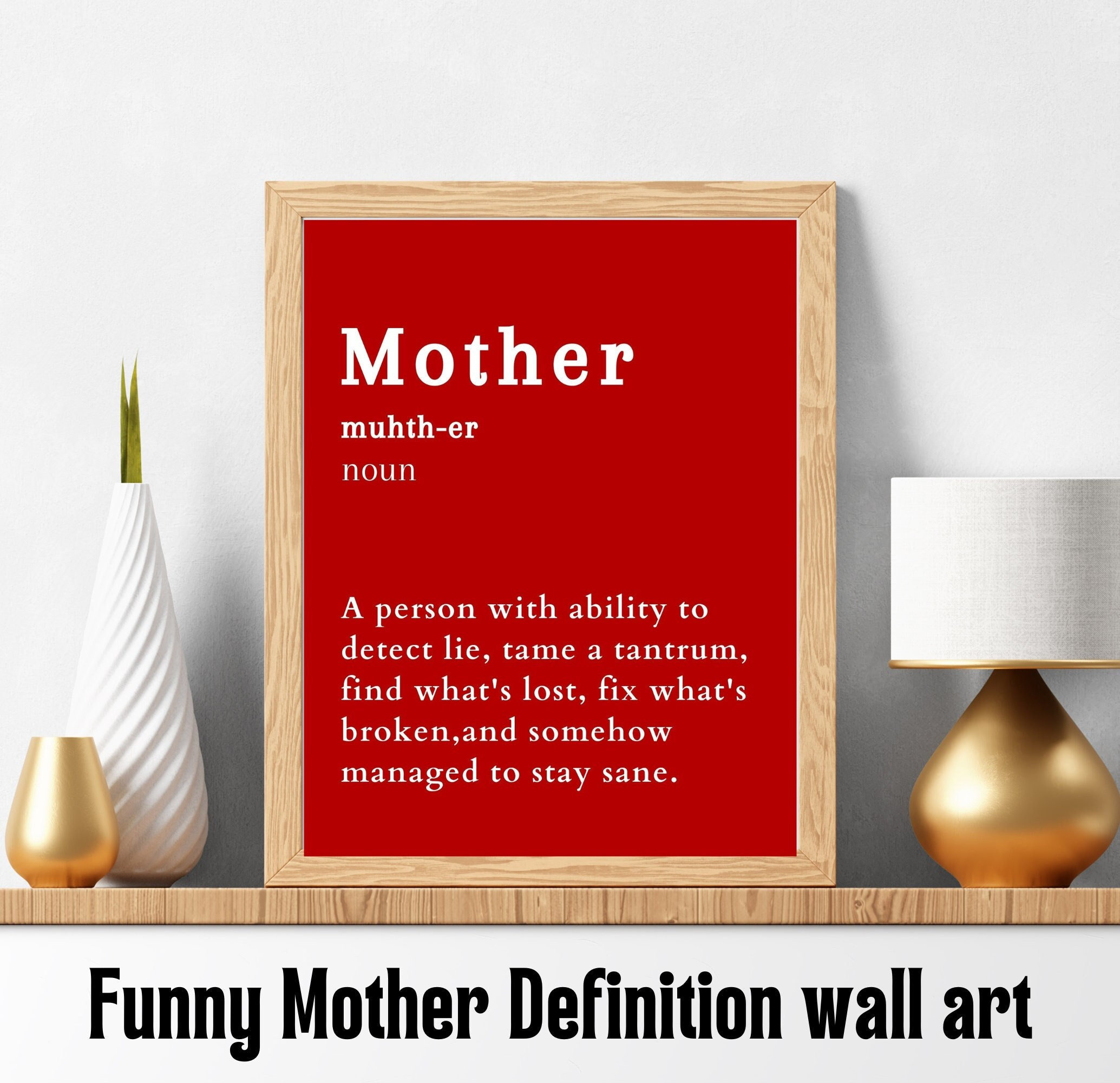 Funny Mother Definition Wall Art/mother Day Decor/gift for Mom/red Wall ...