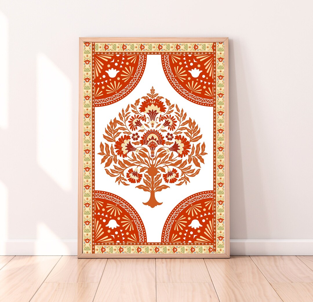 Traditional Printable Wall Art/indian Motif Design/mughal Pattern ...