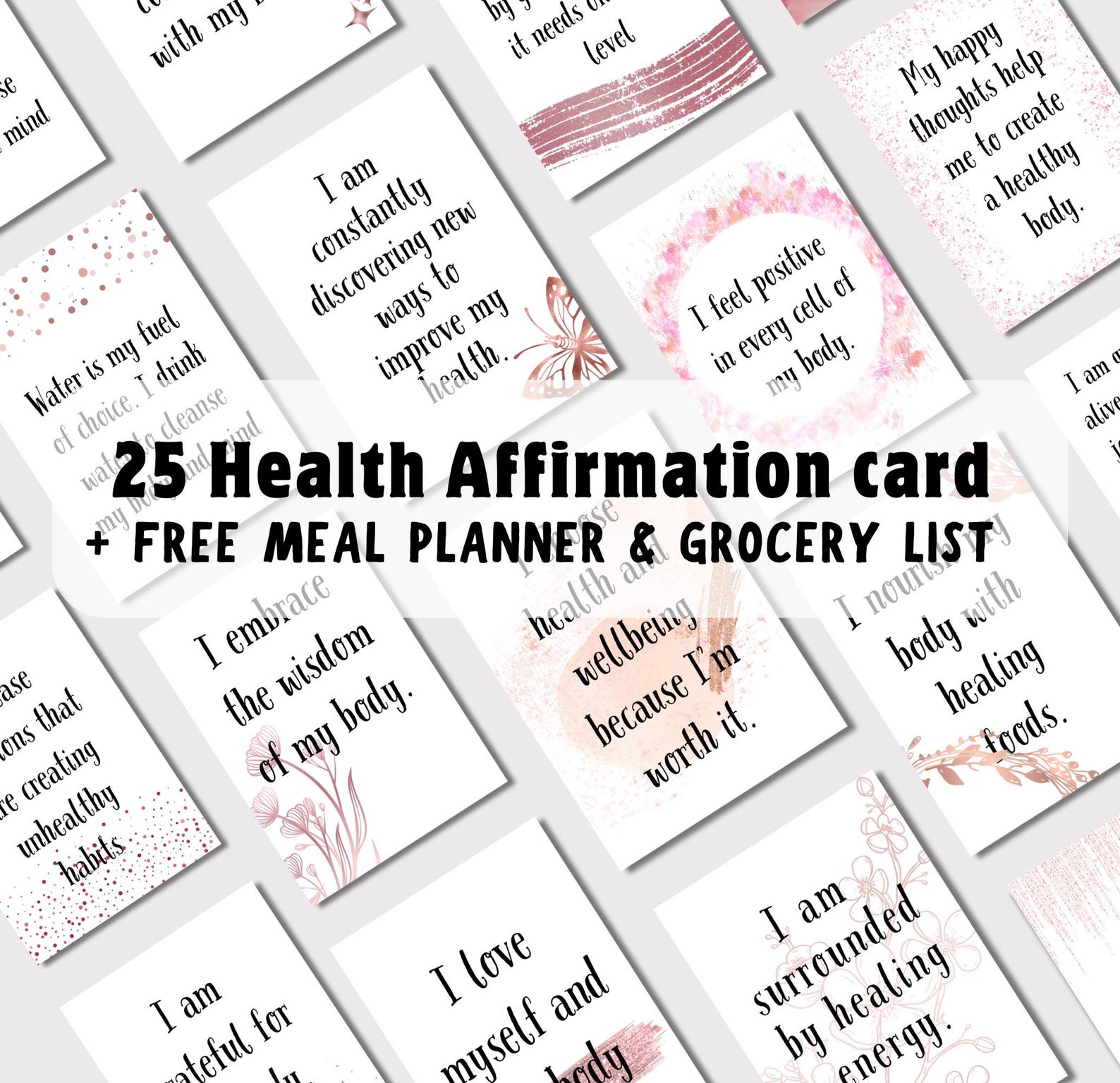 25 Printable Health Affirmation Cards Positive Motivation Quotes ...