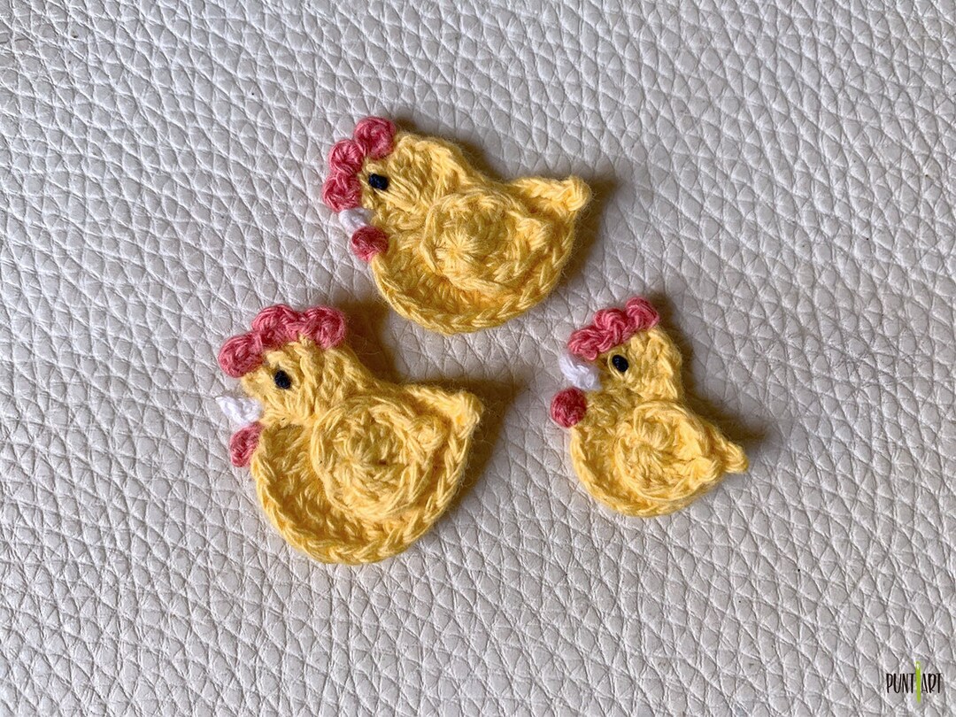 3 Applique Crochet Hens, Crochet Hen Applique, Hen Motifs, Ornaments ...