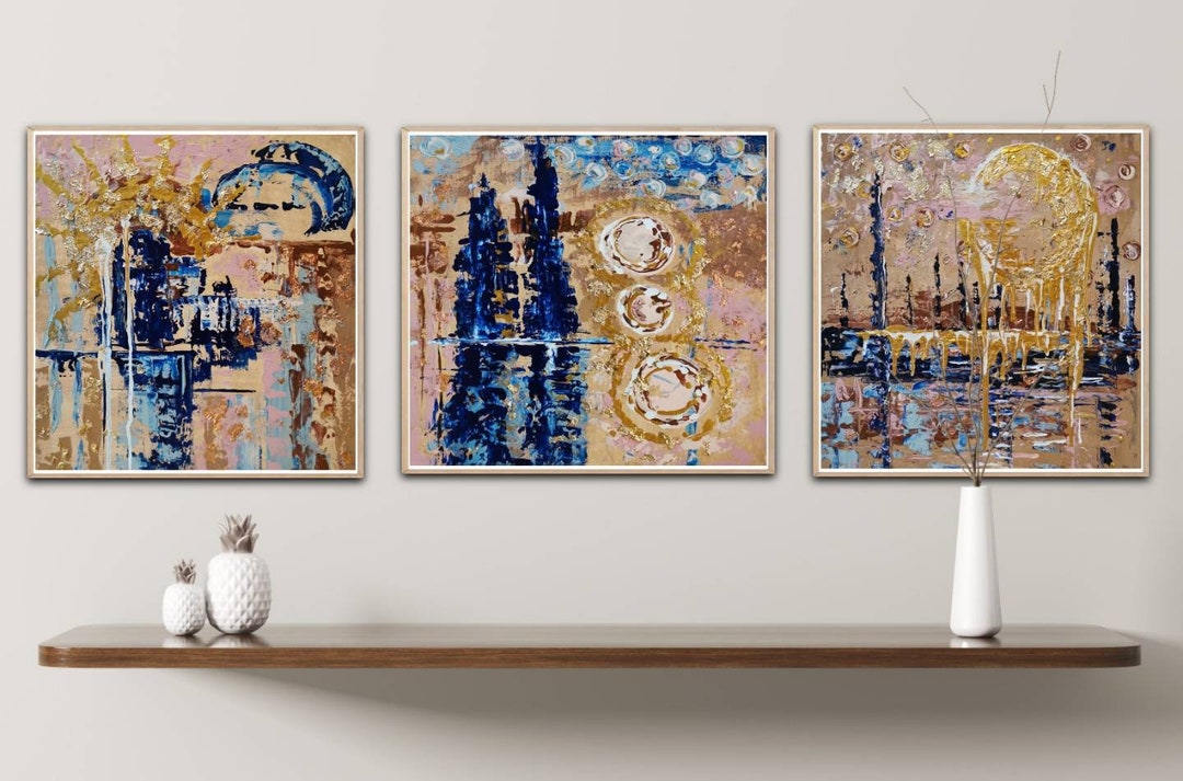 Original Abstract Art - Travelling Sun - Painting - Colourful Three ...