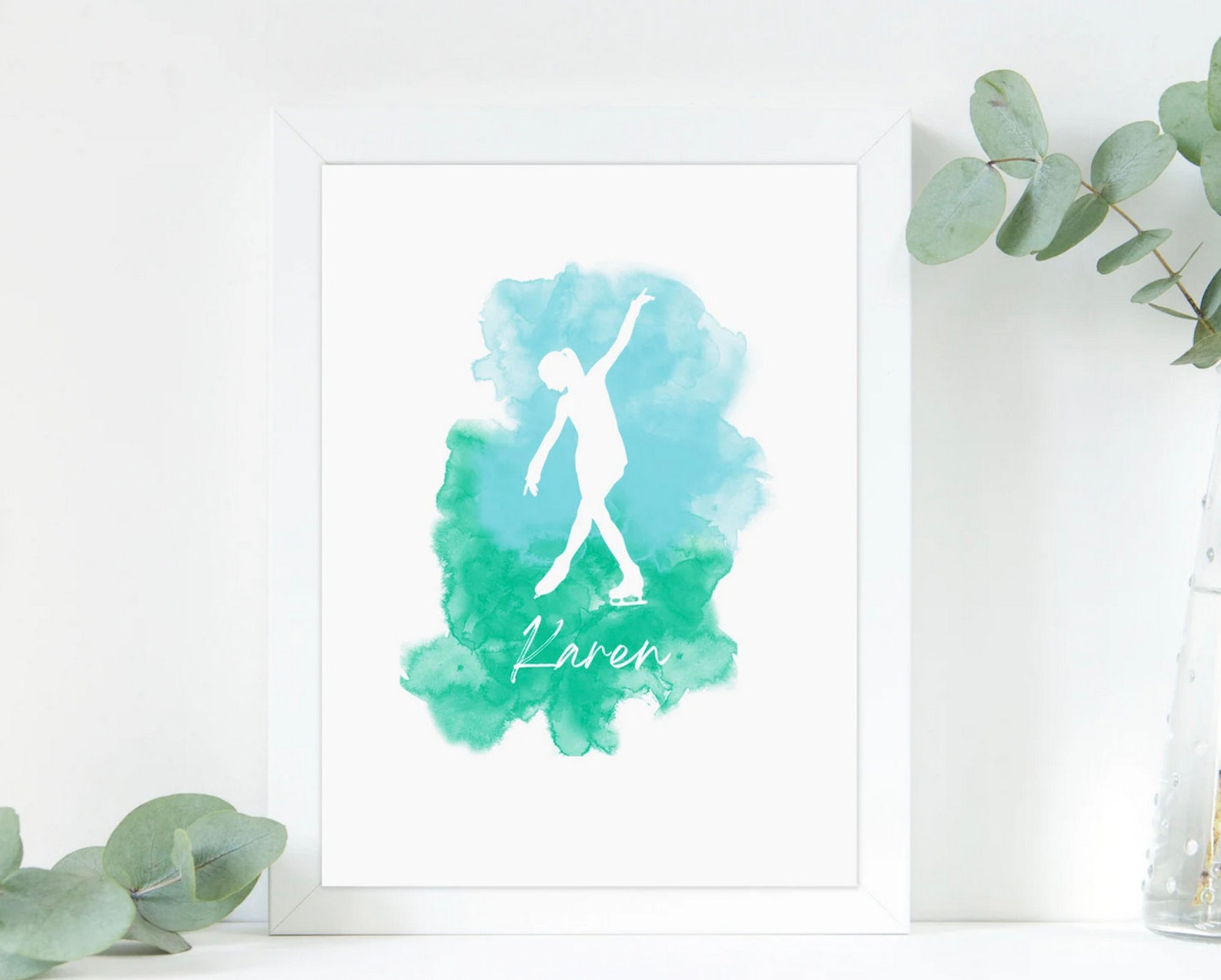 Personalized Figure Skating Print: Watercolor Ice Skater Gift - Etsy