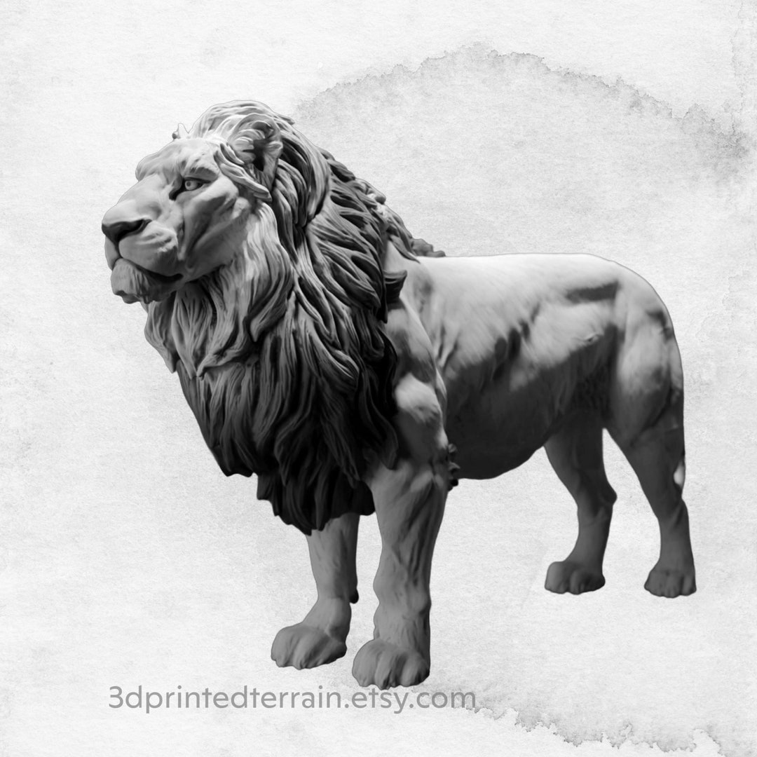 Lion Standing Realistic Sculpture, Ideal for Your Diorama 5 or 10 Cm ...