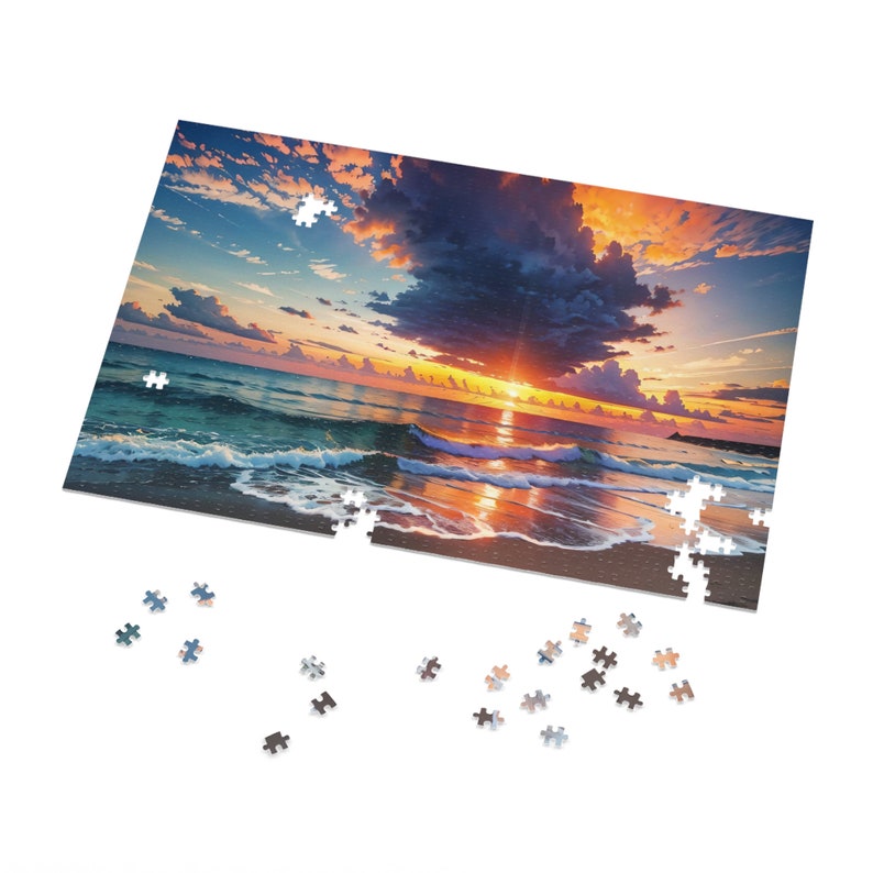 Jigsaw Puzzle, Sun Set Beach, Puzzle Gift, Family Gift, Art Puzzle ...