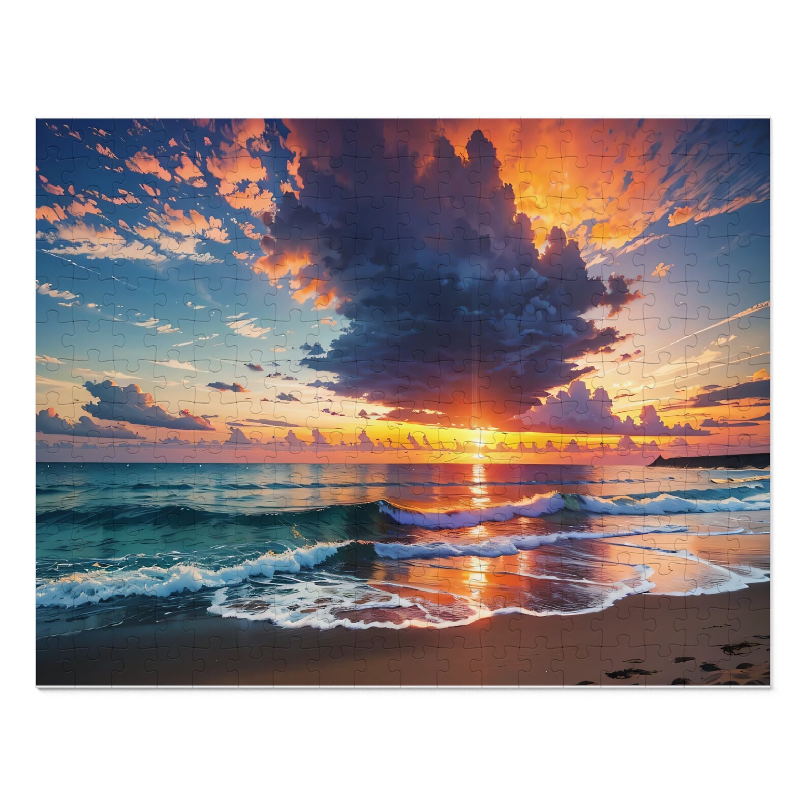 Jigsaw Puzzle, Sun Set Beach, Puzzle Gift, Family Gift, Art Puzzle ...