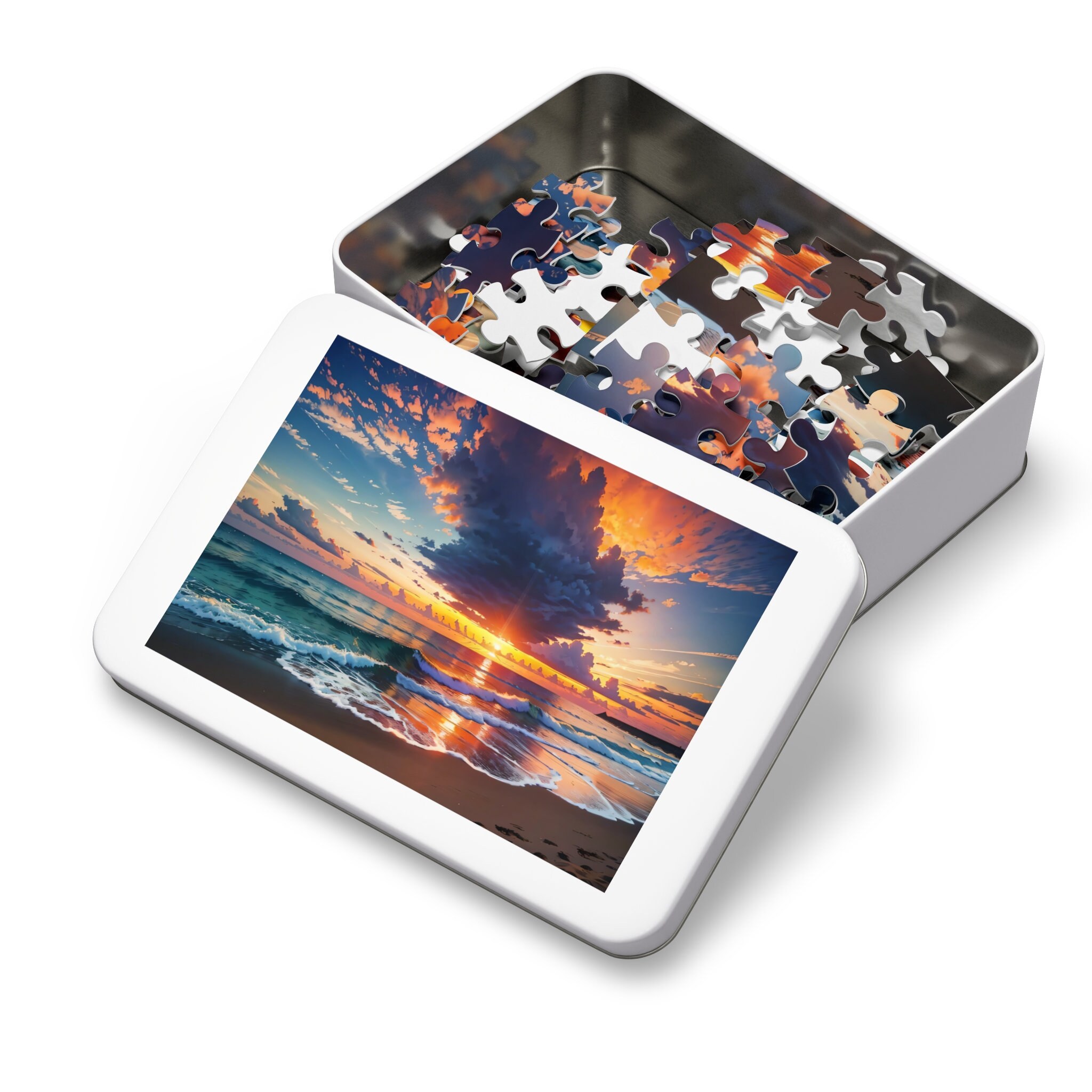 Jigsaw Puzzle, Sun Set Beach, Puzzle Gift, Family Gift, Art Puzzle ...