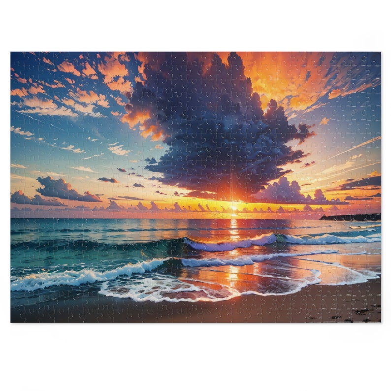 Jigsaw Puzzle, Sun Set Beach, Puzzle Gift, Family Gift, Art Puzzle ...