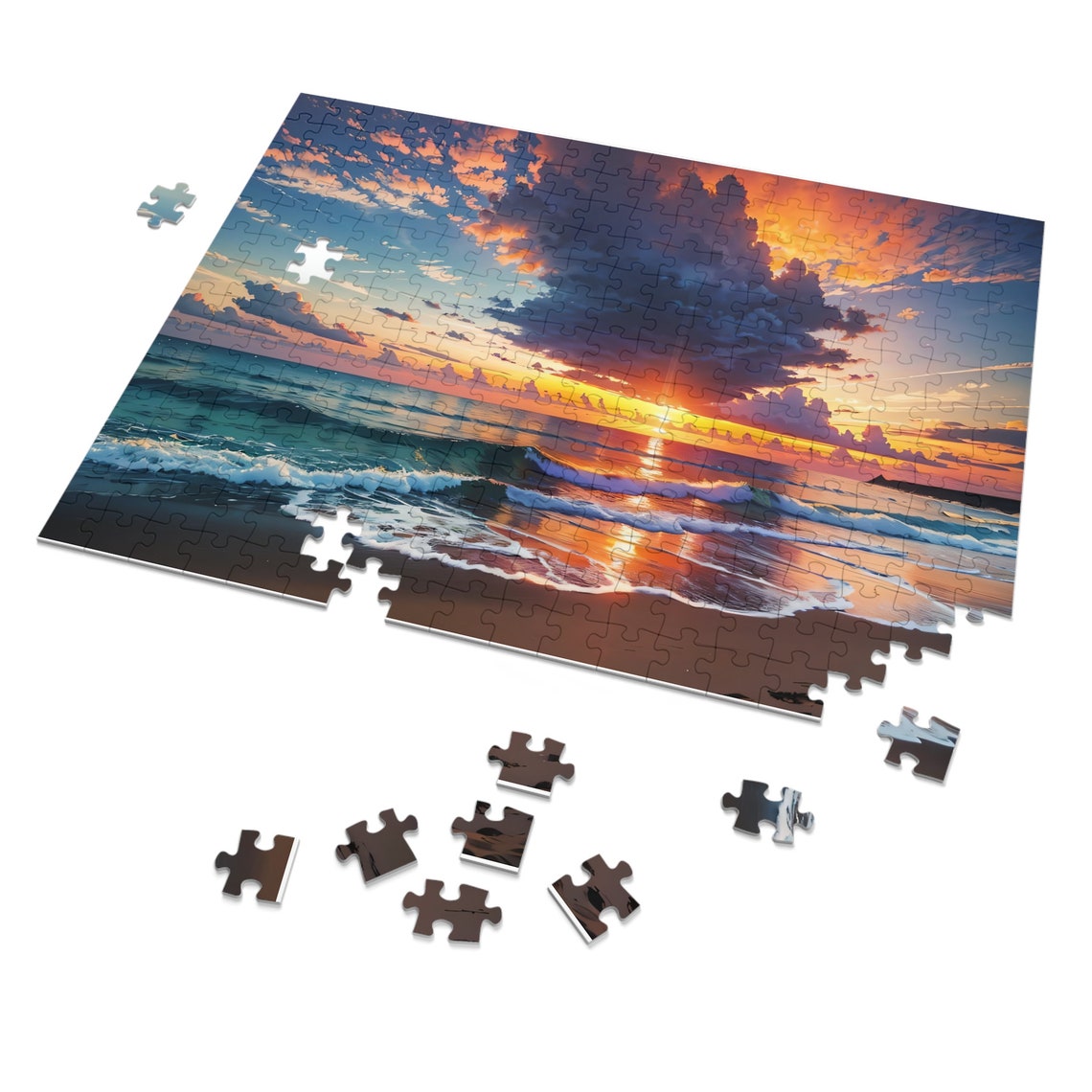 Jigsaw Puzzle, Sun Set Beach, Puzzle Gift, Family Gift, Art Puzzle ...