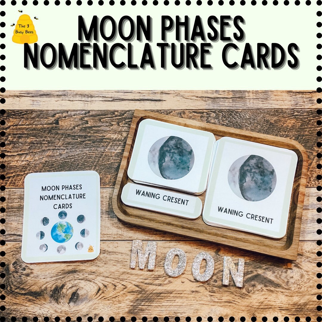 Moon Phases Nomenclature Cards • Preschool Printable • 3 Part Cards ...