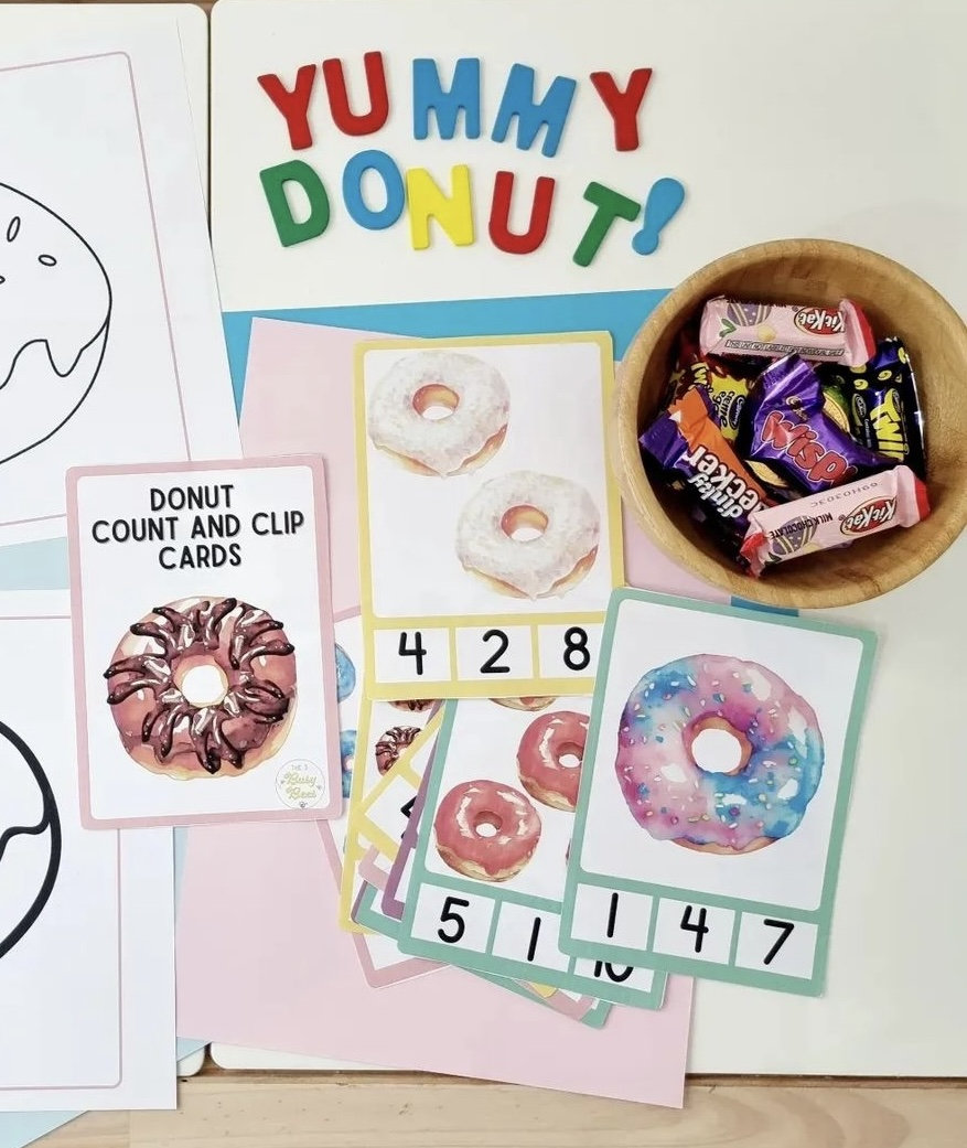 Donut Count and Clip Flashcards Printable Preschool Printable ...