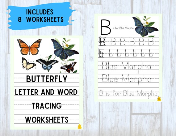 Butterfly Letter and Word Tracing Montessori Printable - Etsy