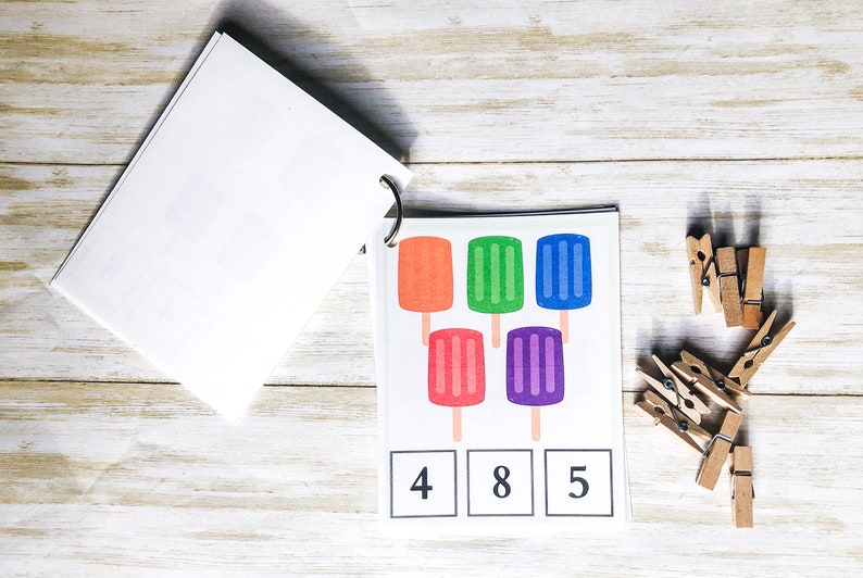 Popsicle Number Count and Clip Printable • Popsicle Clothes Pin Game ...