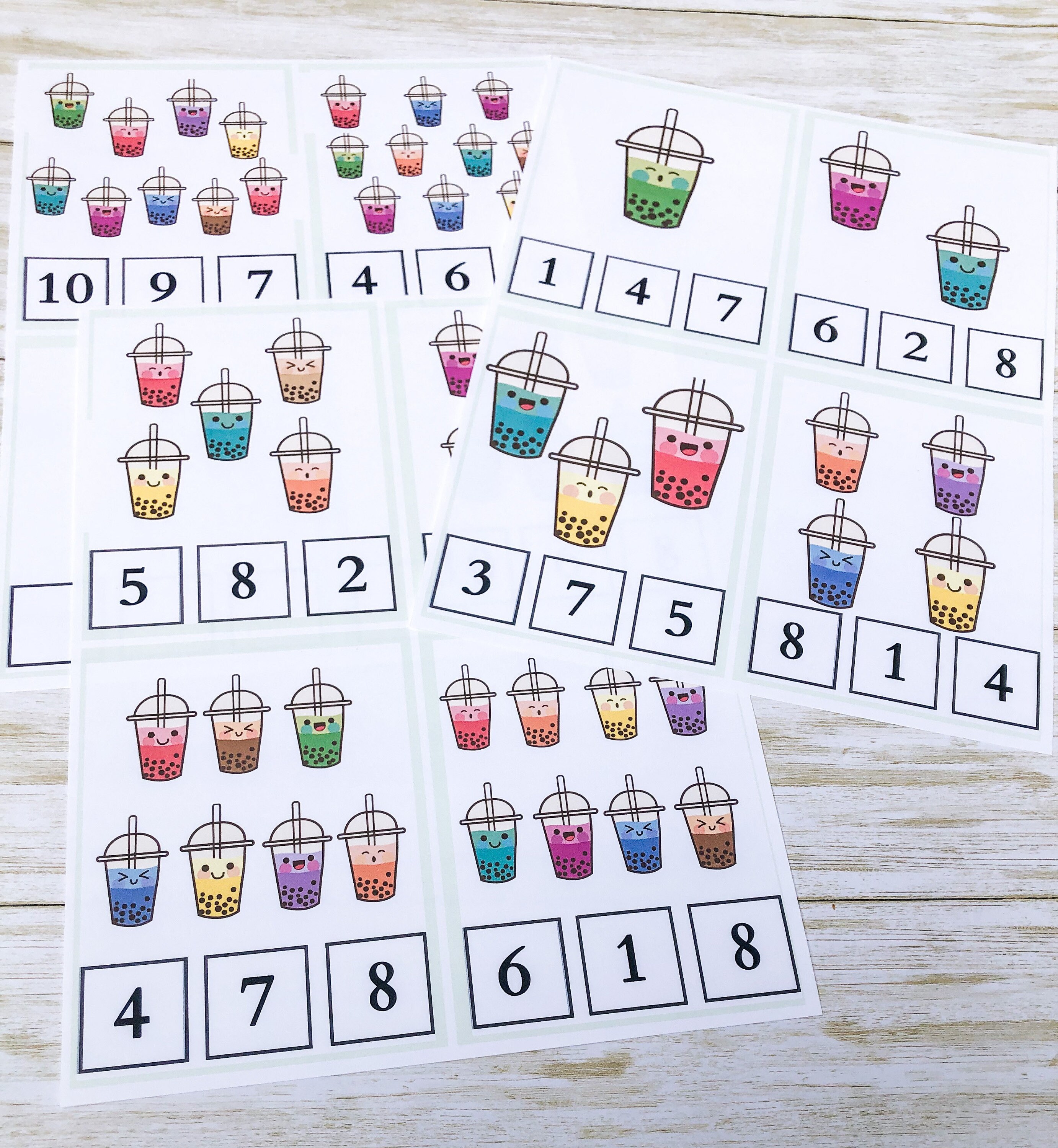 Boba Count and Clip Printable Clothespin Match Activity - Etsy
