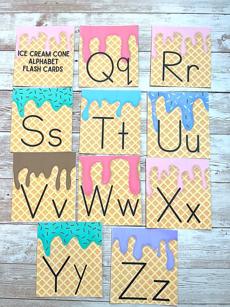 Ice Cream Cone Alphabet Flash Cards • Preschool Printable • Letter ...