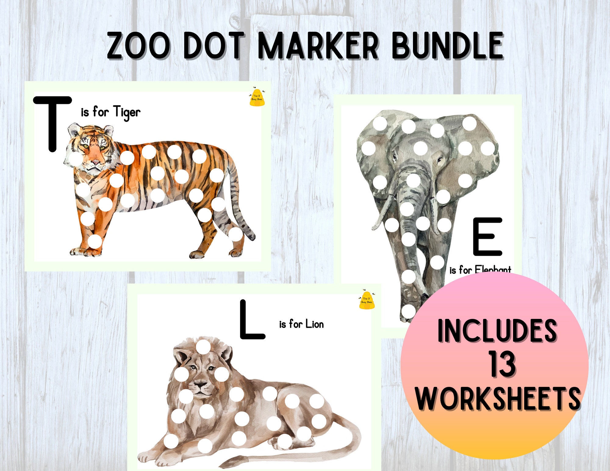 Zoo Animals Dot Marker Sheets Montessori Printable Do-a-dots Busy ...