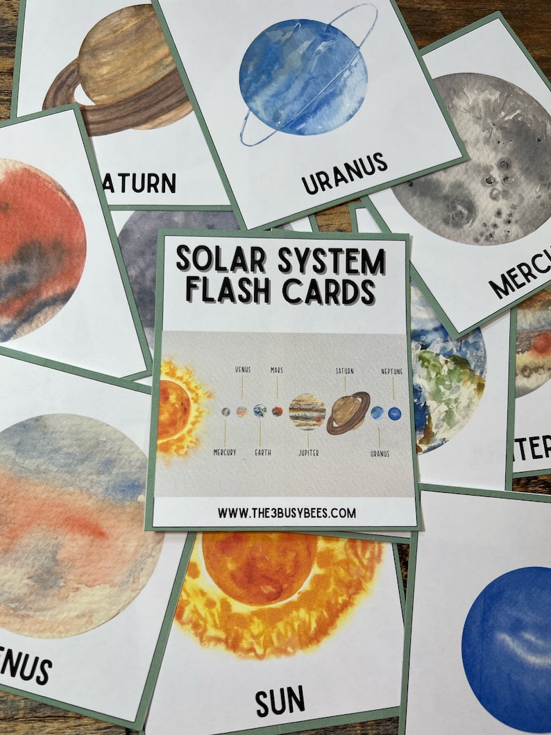 Solar System Flash Cards Printable • Solar System Learning • Planets ...