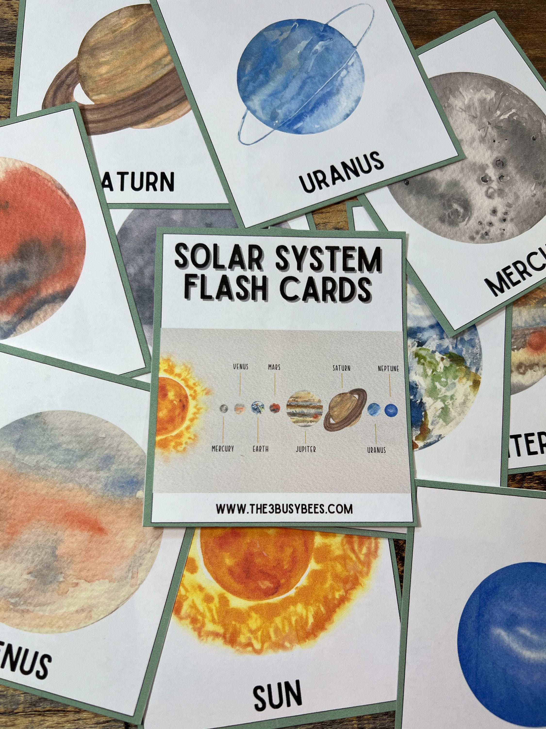 Solar System Flash Cards Printable • Solar System Learning • Planets ...