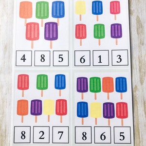 Popsicle Number Count and Clip Printable • Popsicle Clothes Pin Game ...