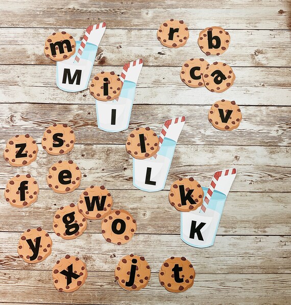 Milk and Cookies Letter Matching Letter Recognition Activity - Etsy