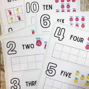 Lemonade 10 Frame Cards Printable • Lemonade Number Learning • Lemonade ...