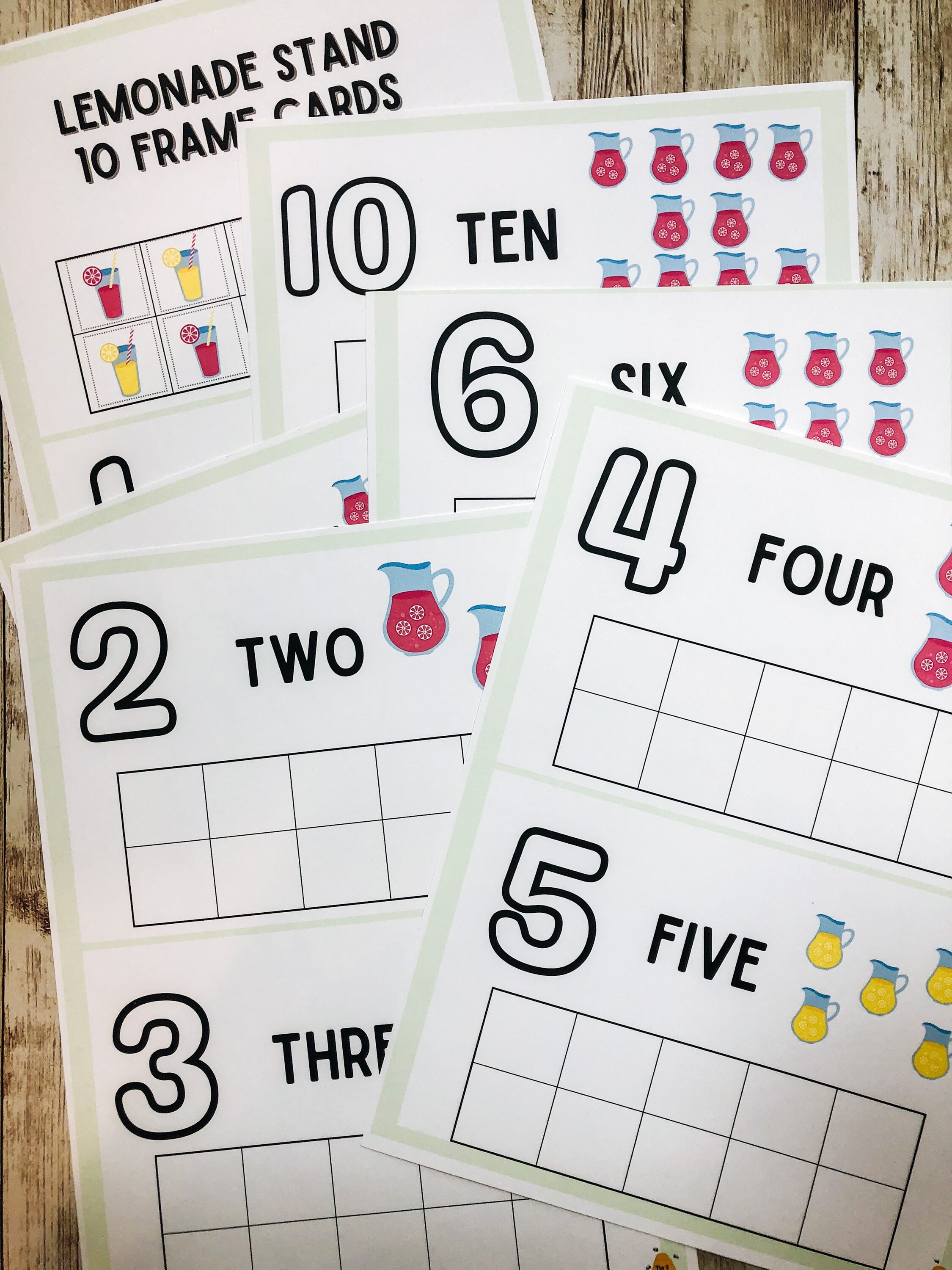 Lemonade 10 Frame Cards Printable • Lemonade Number Learning • Lemonade ...
