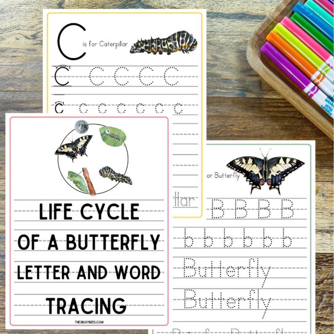 Life Cycle of a Butterfly Letter and Word Tracing • Montessori ...