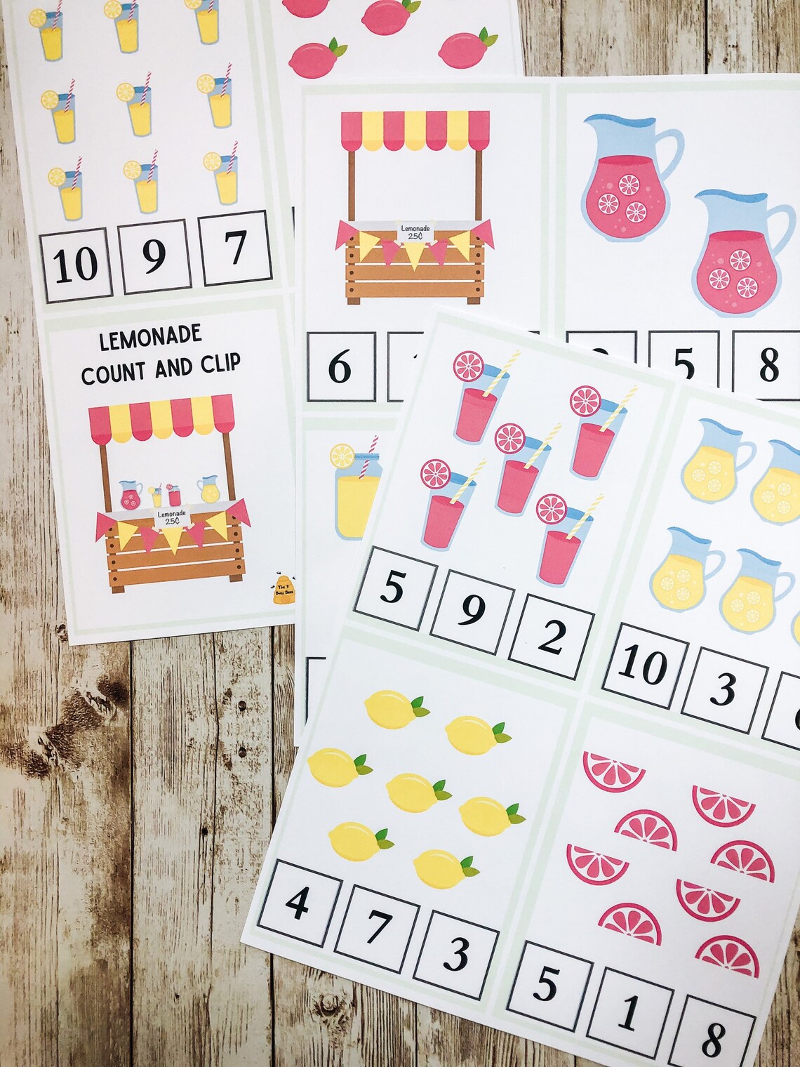 Lemonade Number Count and Clip Printable Lemonade Clothes Pin Game ...