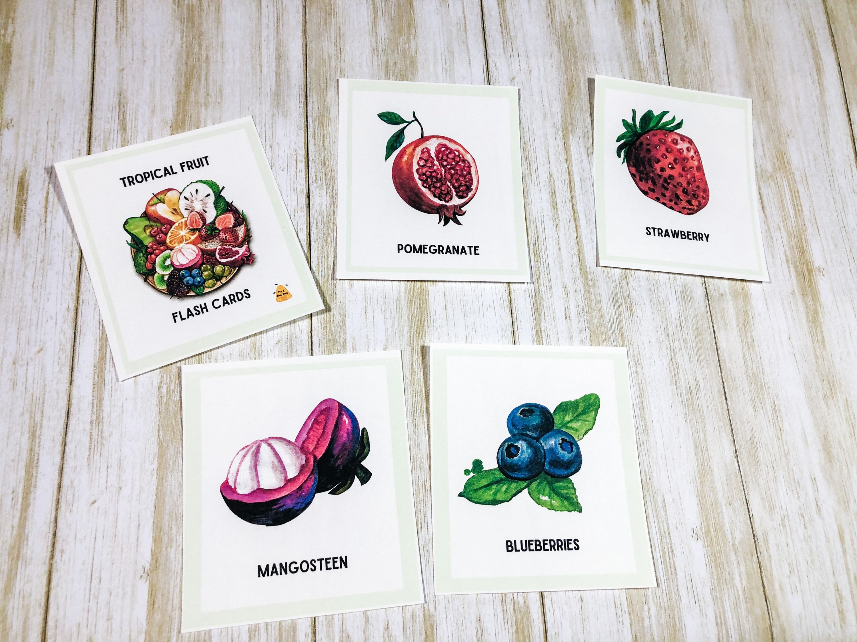 Tropical Fruit Flash Cards Montessori Printable Educational Material ...