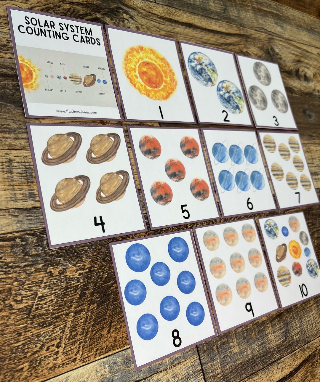 Solar System Counting Cards Printable • Solar System Number Learning ...