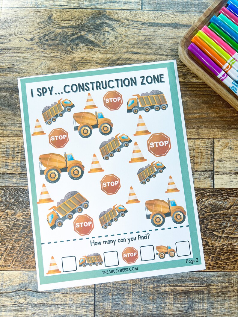 I Spy Construction Zone // I Spy Printable Game // Preschool Printables ...