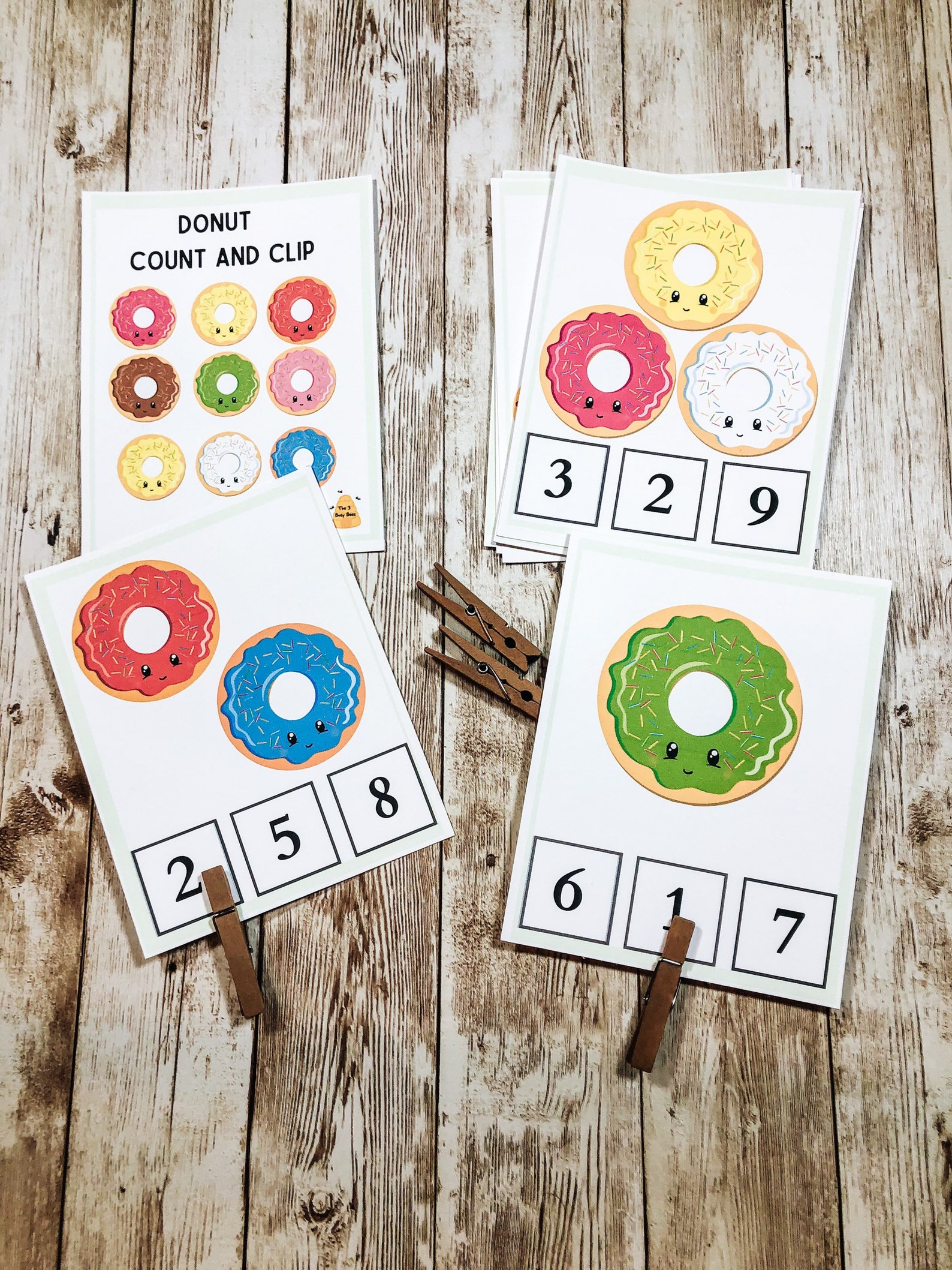 Donut Count and Clip Flashcards Printable Preschool - Etsy