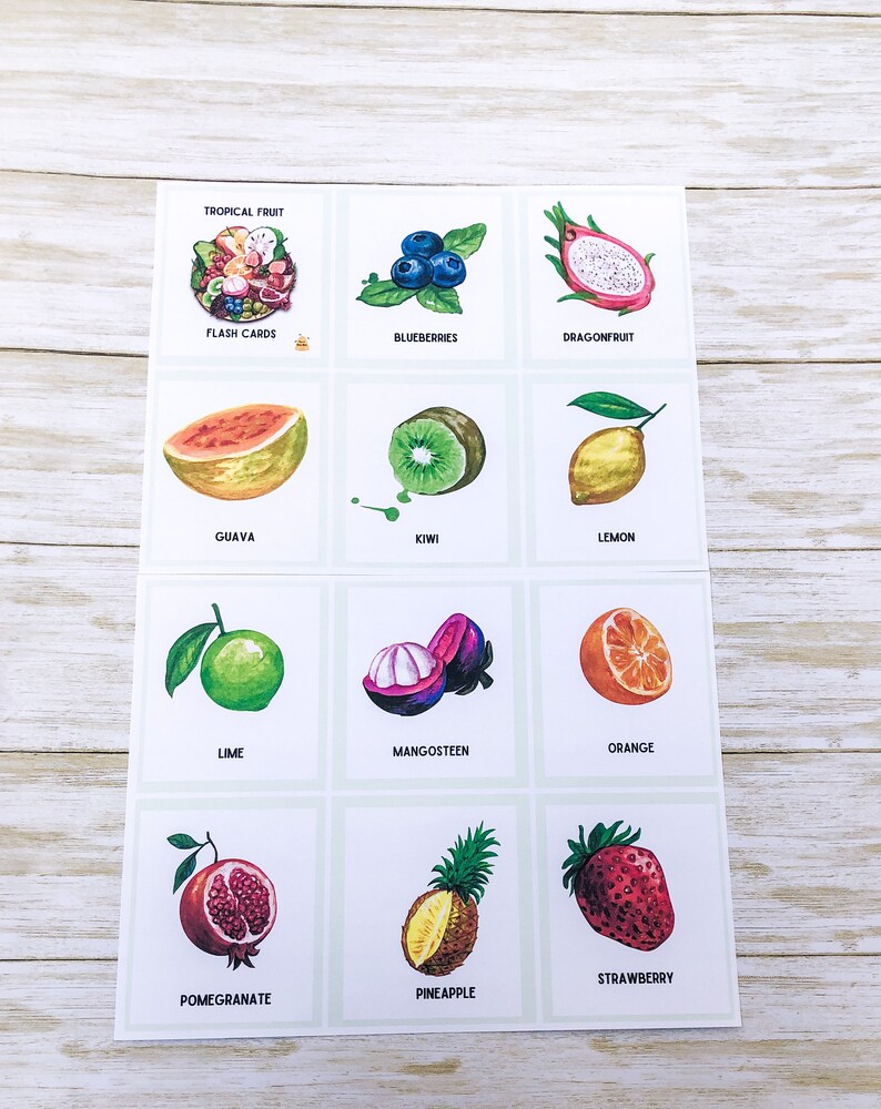 Tropical Fruit Flash Cards • Montessori Printable • Educational ...