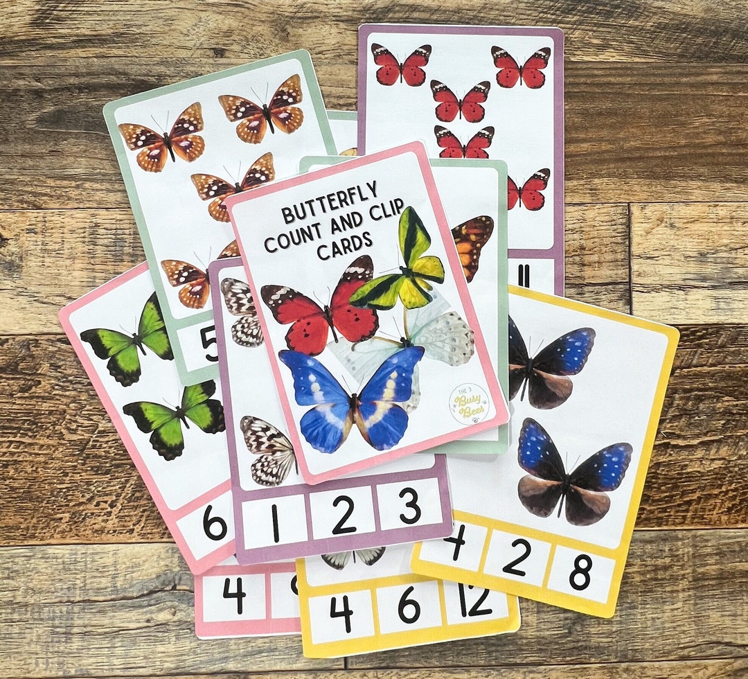 Butterfly Count and Clip Cards • Montessori Printable • Butterfly Study ...
