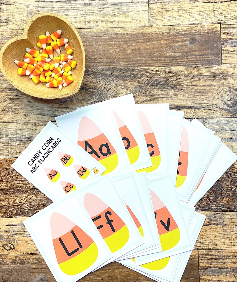 Candy Corn ABC Flashcards // Dice Game - Etsy
