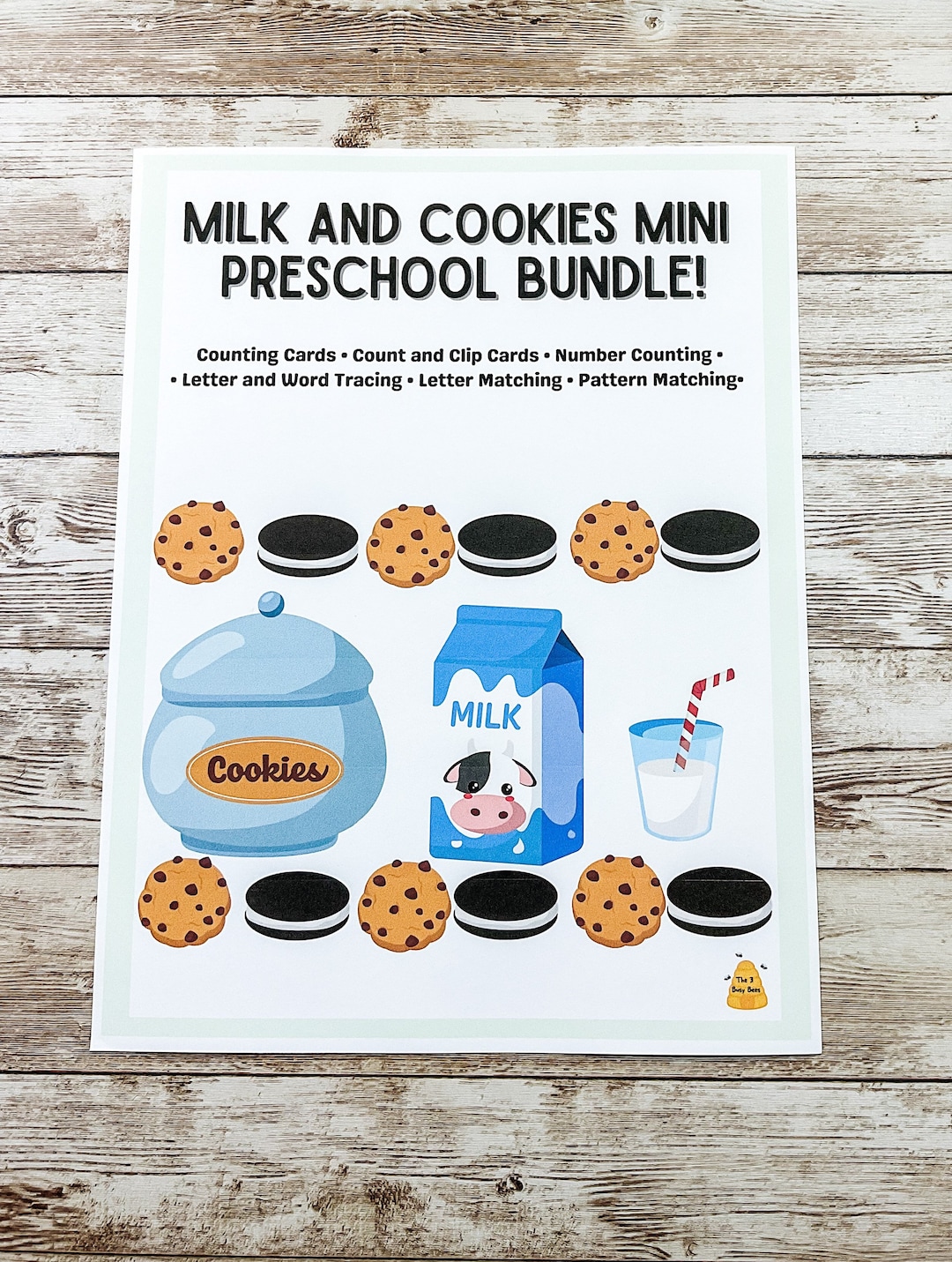Milk and Cookie Mini Bundle • Preschool Learning • Busy Binder Activity ...