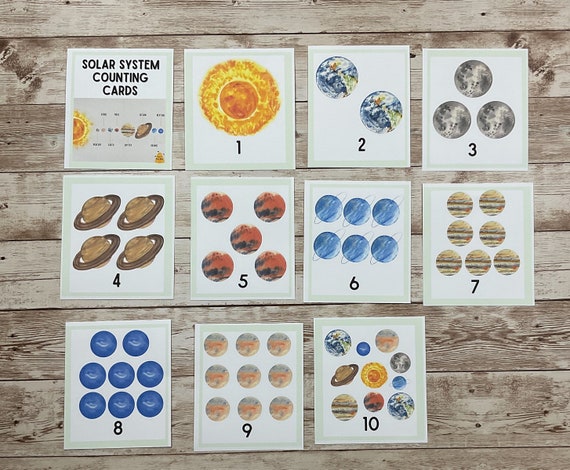 Solar System Counting Cards Printable Solar System Number | Etsy