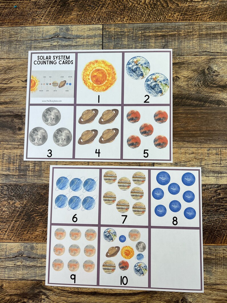 Solar System Counting Cards Printable • Solar System Number Learning ...