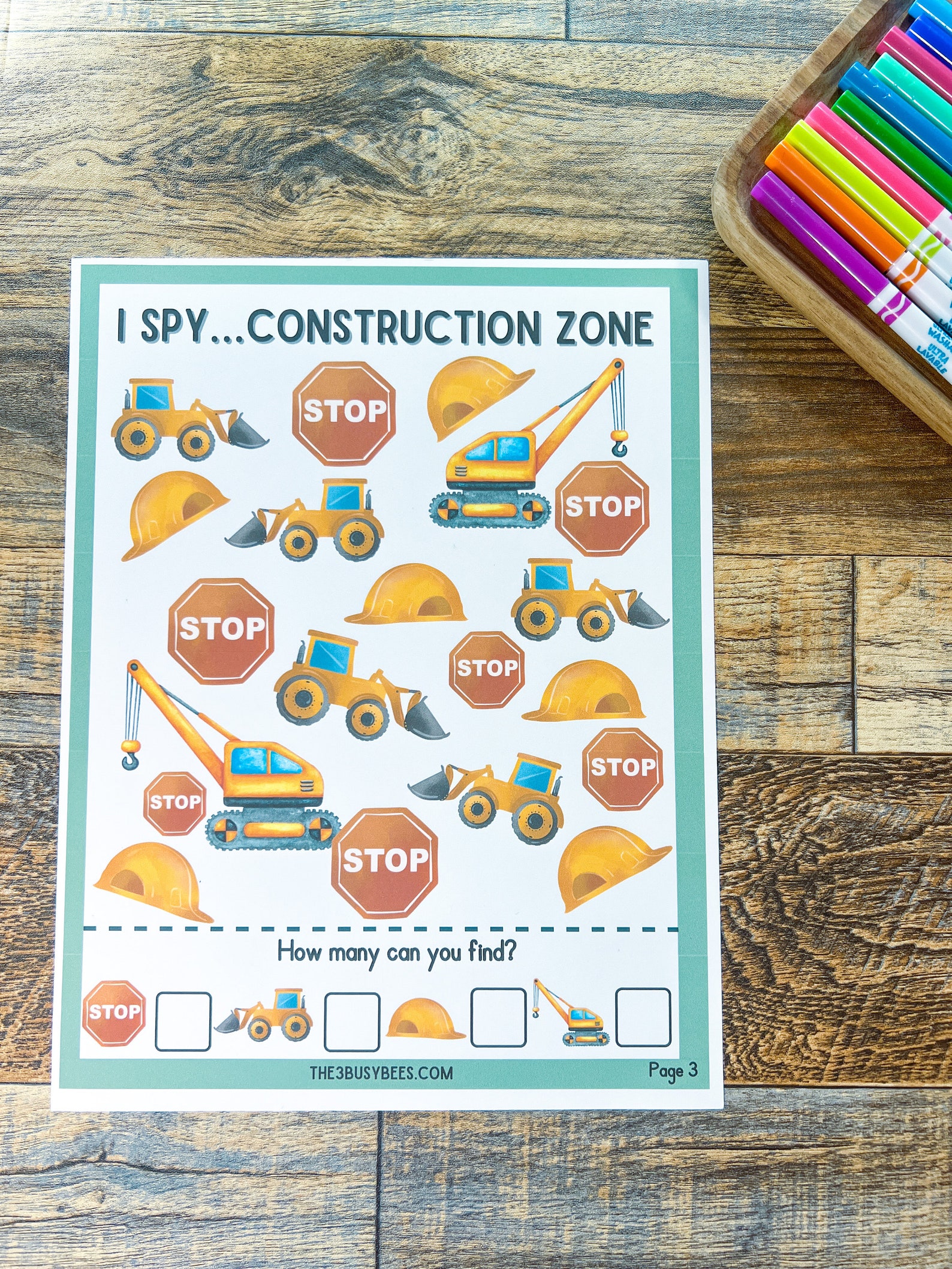 I Spy Construction Zone // I Spy Printable Game // Preschool Printables ...