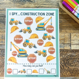 I Spy Construction Zone // I Spy Printable Game // Preschool Printables ...